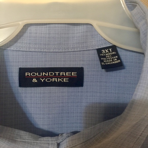 Roundtree & Yorke | Shirts | Mens 3xt Light Blue Shirt With Square Tail ...